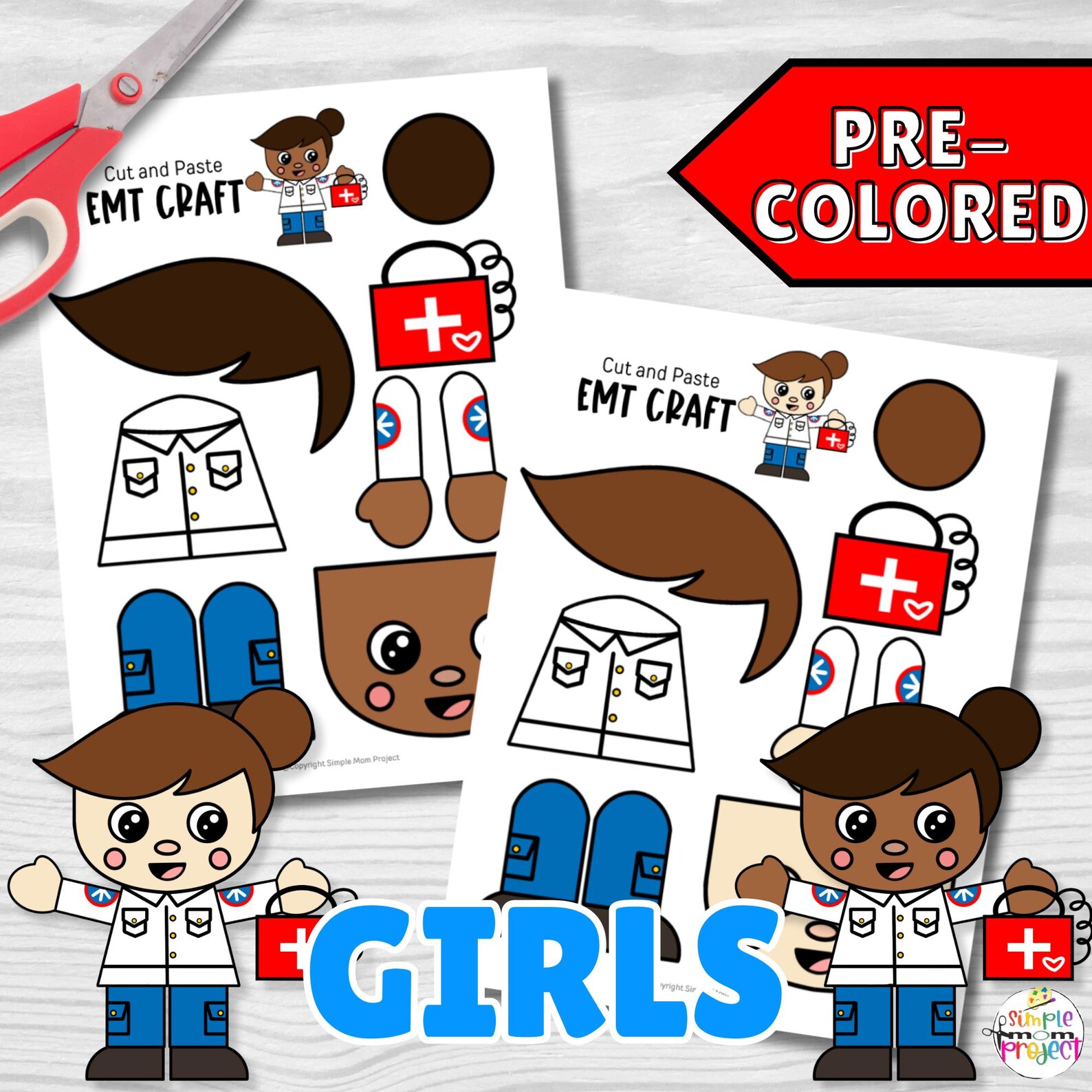 EMT Paramedic Printable Paper Craft for Kids | Pre-colored | Black ...