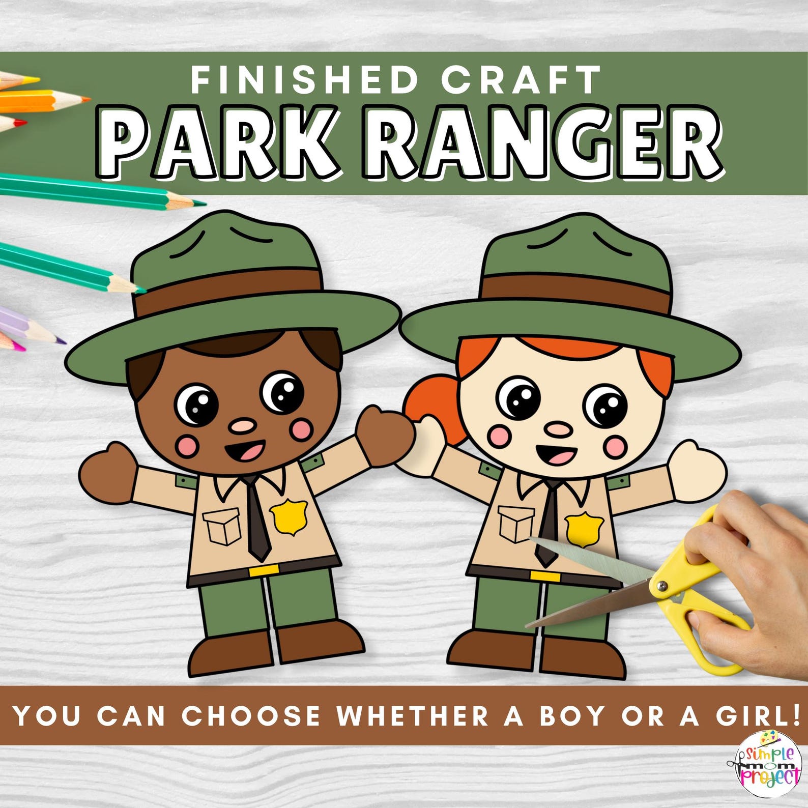 Park Ranger Printable Paper Craft for Kids | Pre-colored | Black ...