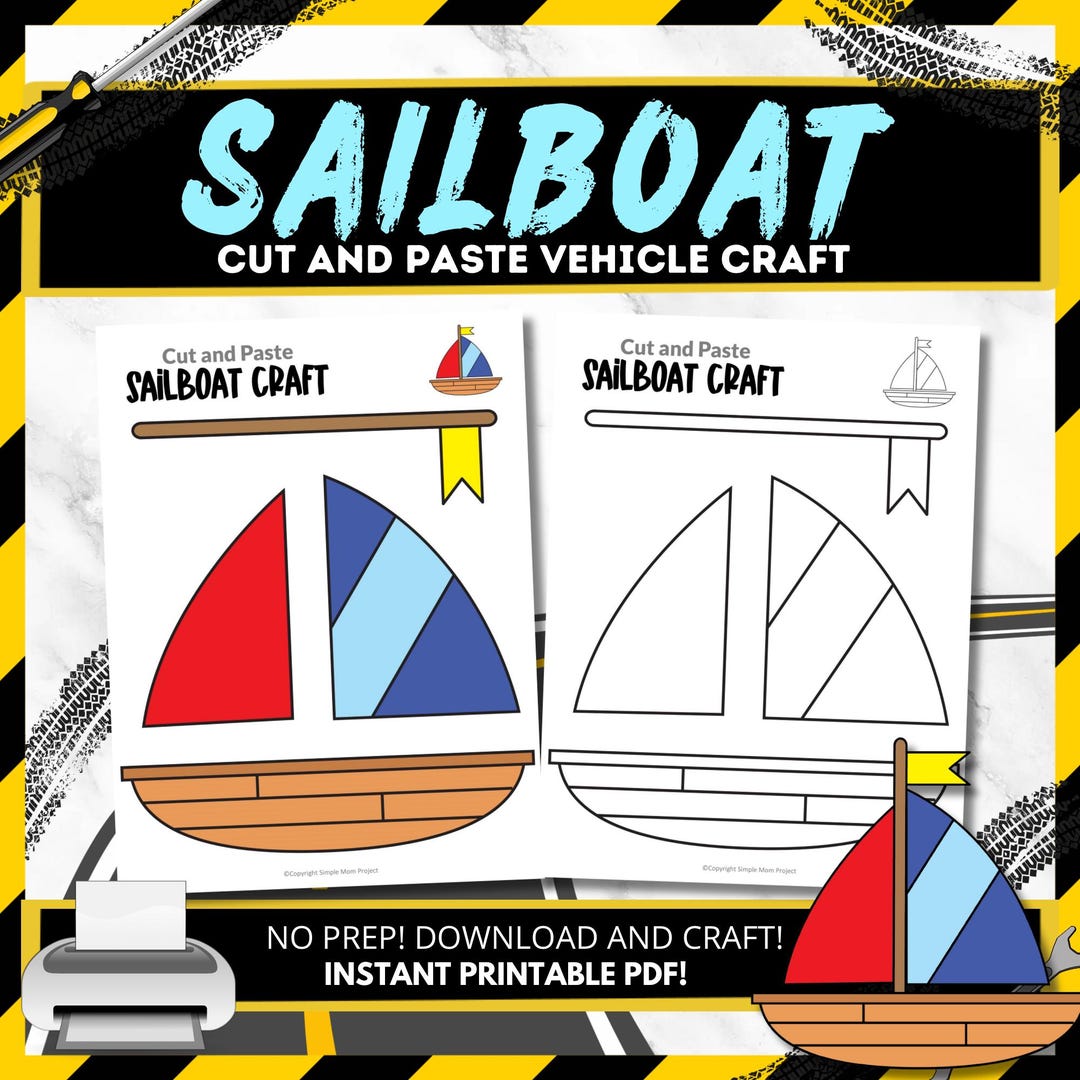 Easy Printable Preschool Sailboat Craft | Instant Download Sailboat ...