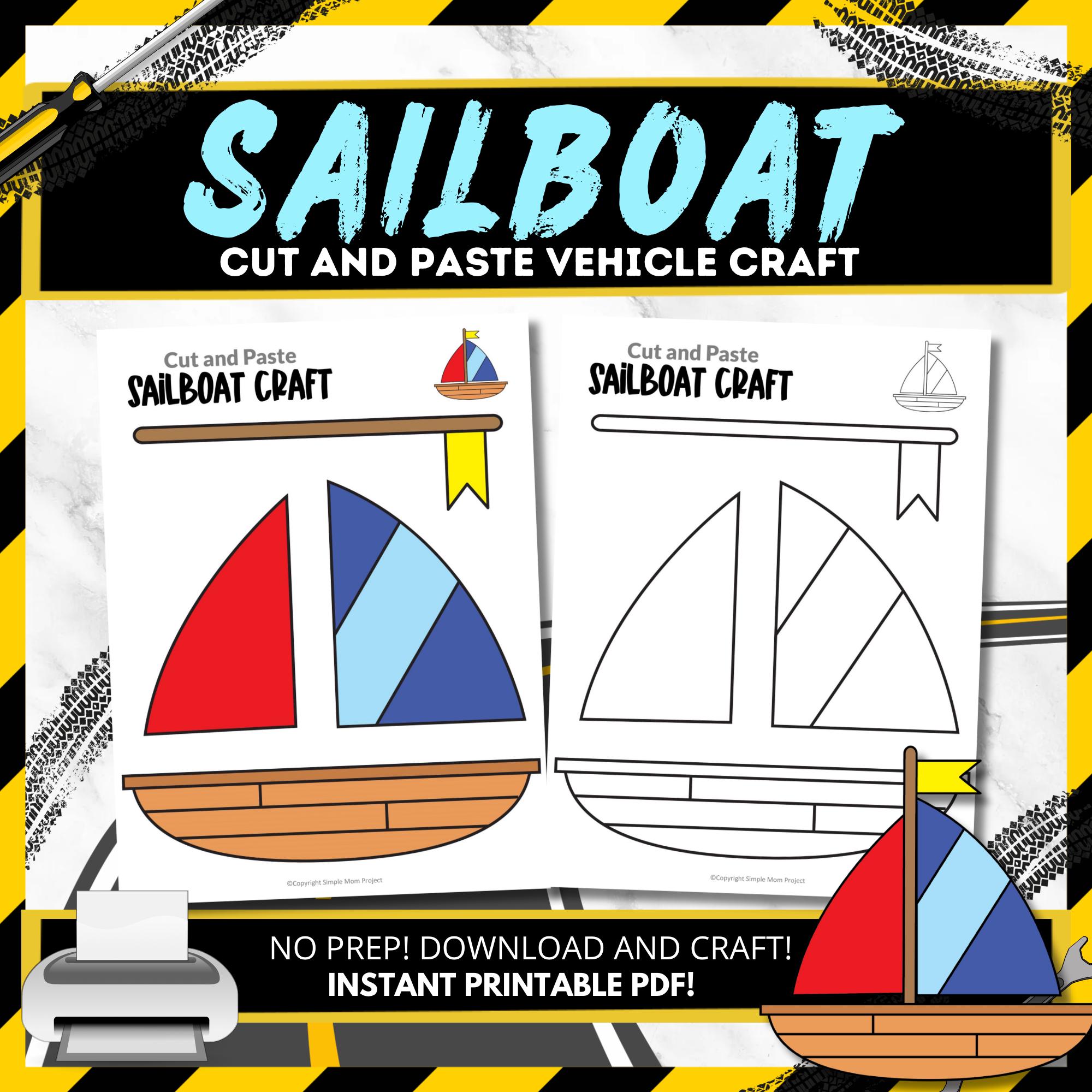 Printable Sailboat Craft: Preschool Cut & Paste Activity (digital ...
