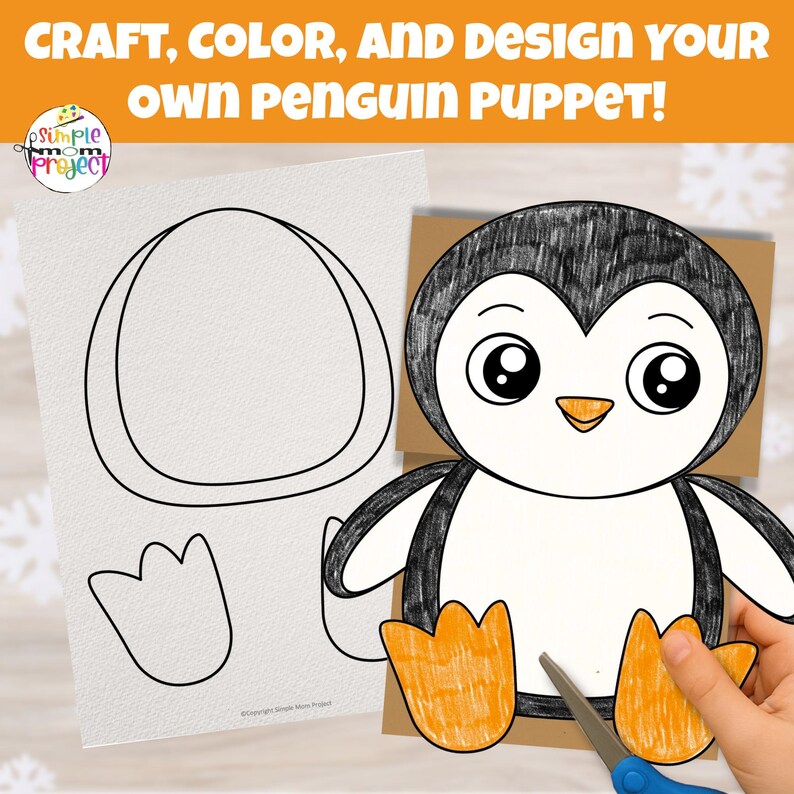 Penguin Paper Bag Puppet Printable | Winter Craft | Arctic Animal ...