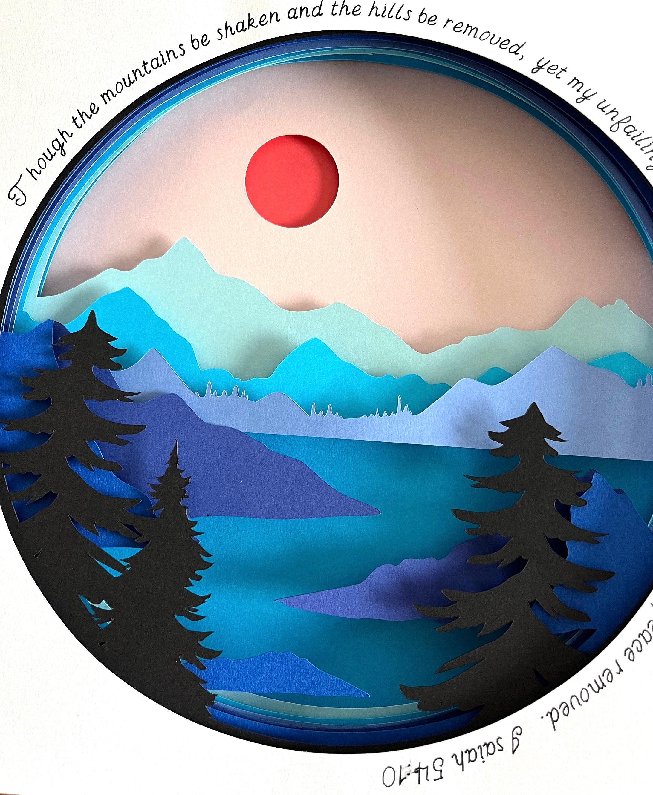 3D Layered Paper Shadow Box | Mountain Wall Art | 3D Paper Art ...