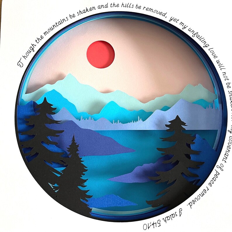 3D Layered Paper Shadow Box | Mountain Wall Art | 3D Paper Art ...