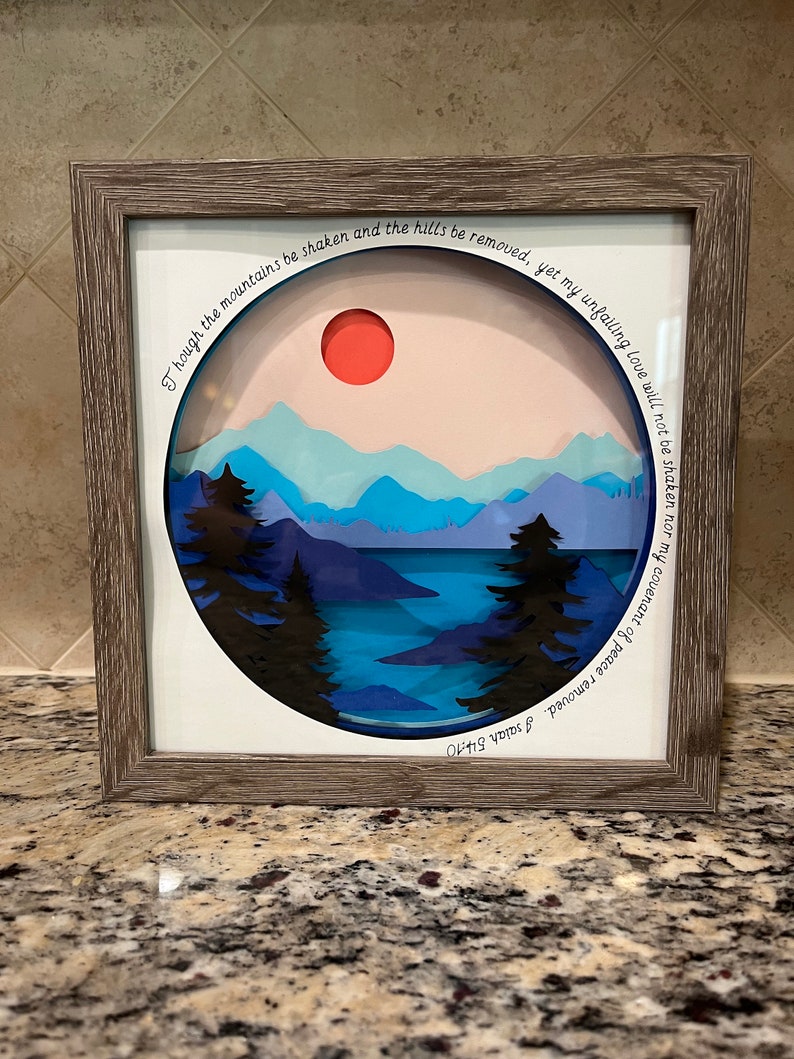 3D Layered Paper Shadow Box | Mountain Wall Art | 3D Paper Art ...