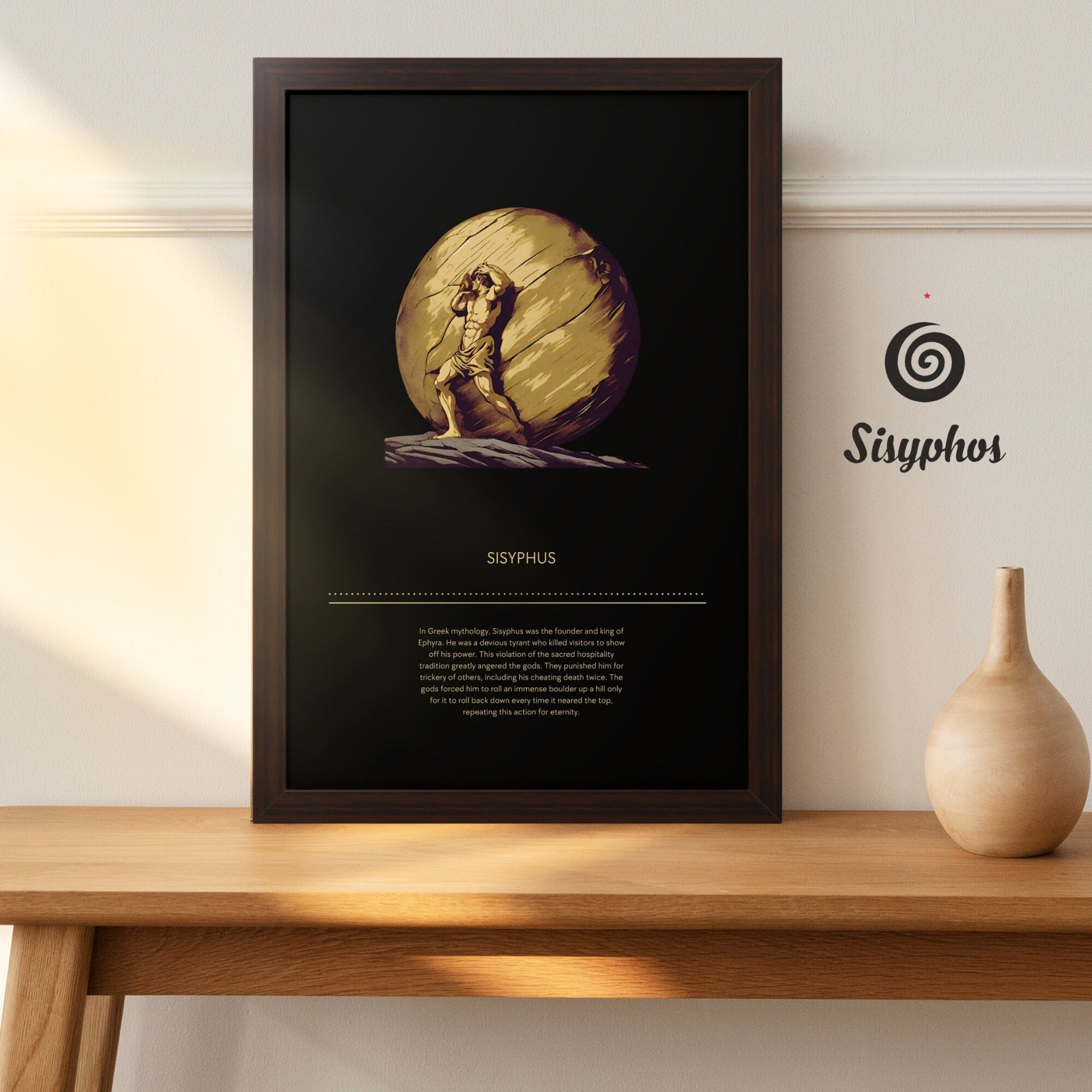 Greek Mythology Wall Art, Sisyphus Poster, Sisyphus Statue ...