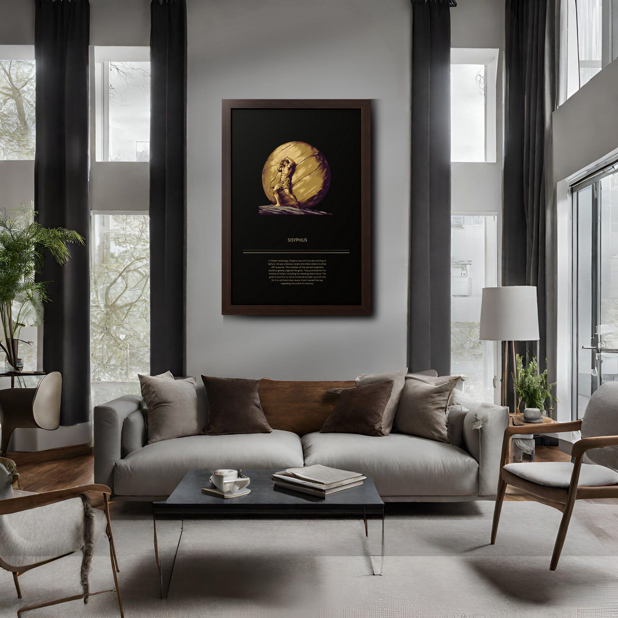 Greek Mythology Wall Art, Sisyphus Poster, Sisyphus Statue ...