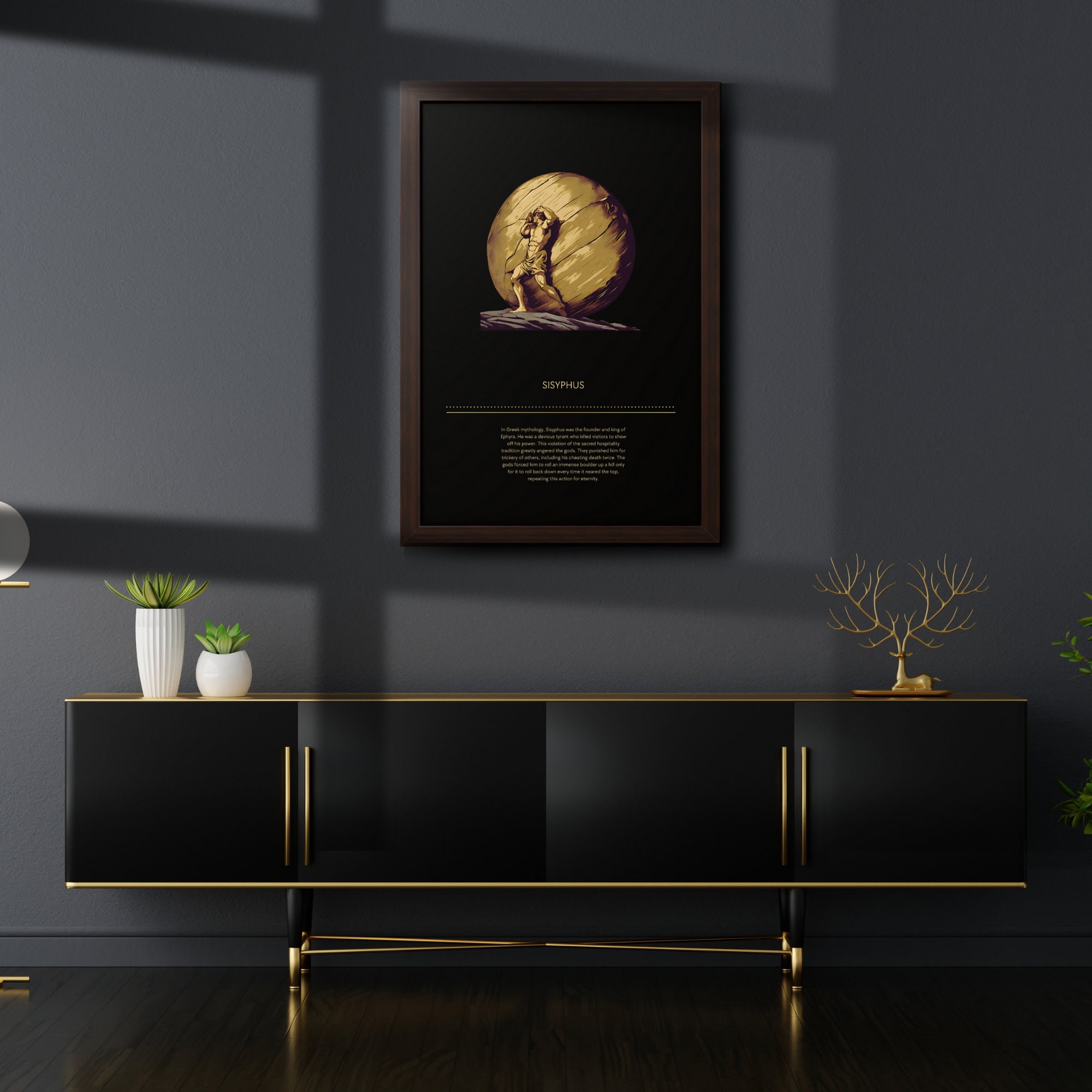 Greek Mythology Wall Art, Sisyphus Poster, Sisyphus Statue ...