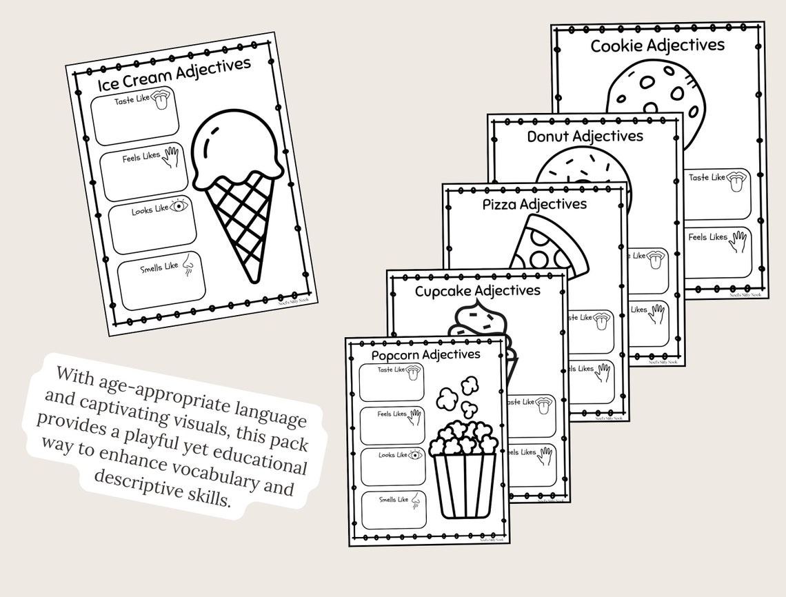 Yummy Adjectives Worksheet Pack for Young Learners, Printable ...