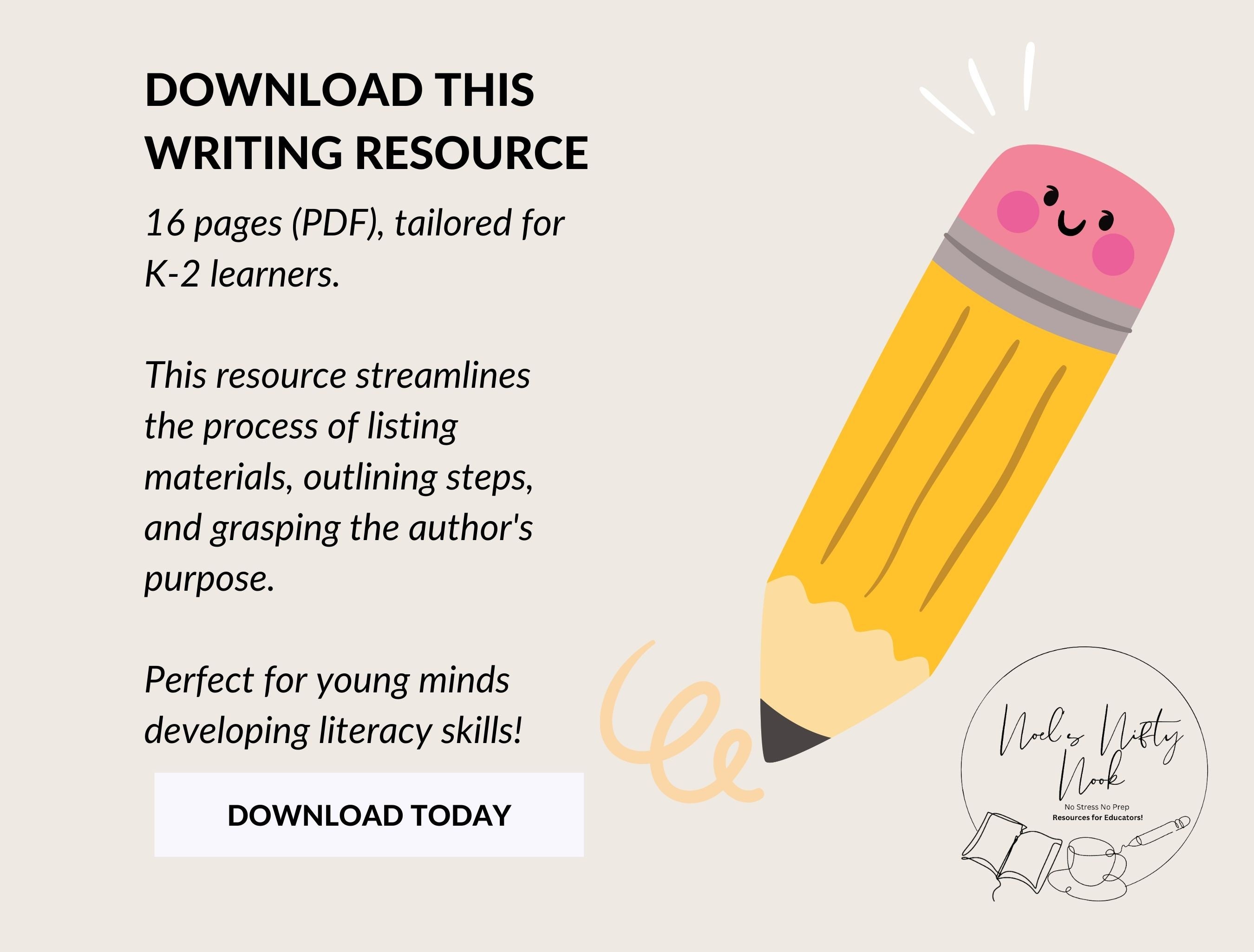 How to Writing Graphic Organizer and Booklet, Grades K-2 Writing ...