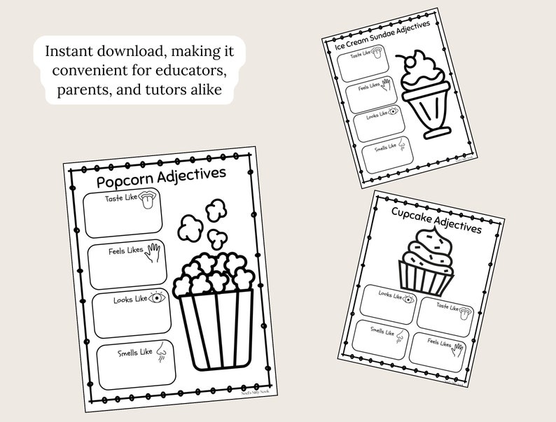 Yummy Adjectives Worksheet Pack for Young Learners, Printable ...