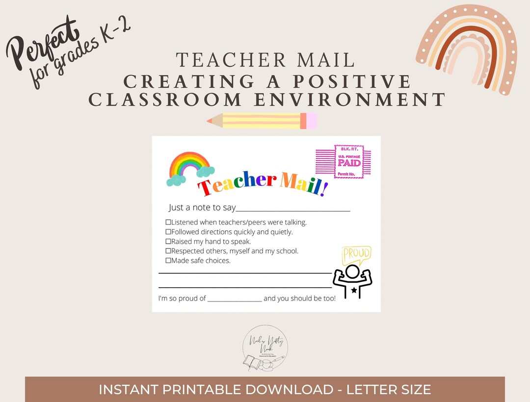 Teacher Mail, Positive Postcard, Instant Download - Etsy