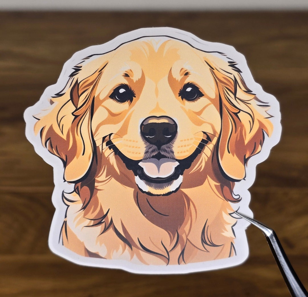 Golden Retriever Vinyl Sticker for Laptop, Bumper, Ipad, Cell Phone ...