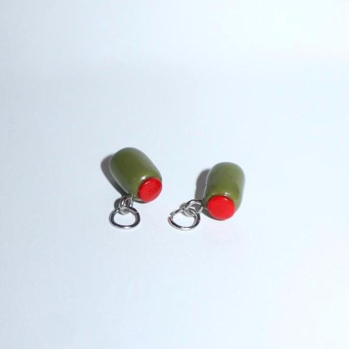 Olive Food Charm, Handmade Clay Olive Charms, Green Olive Bead, Stuffed ...