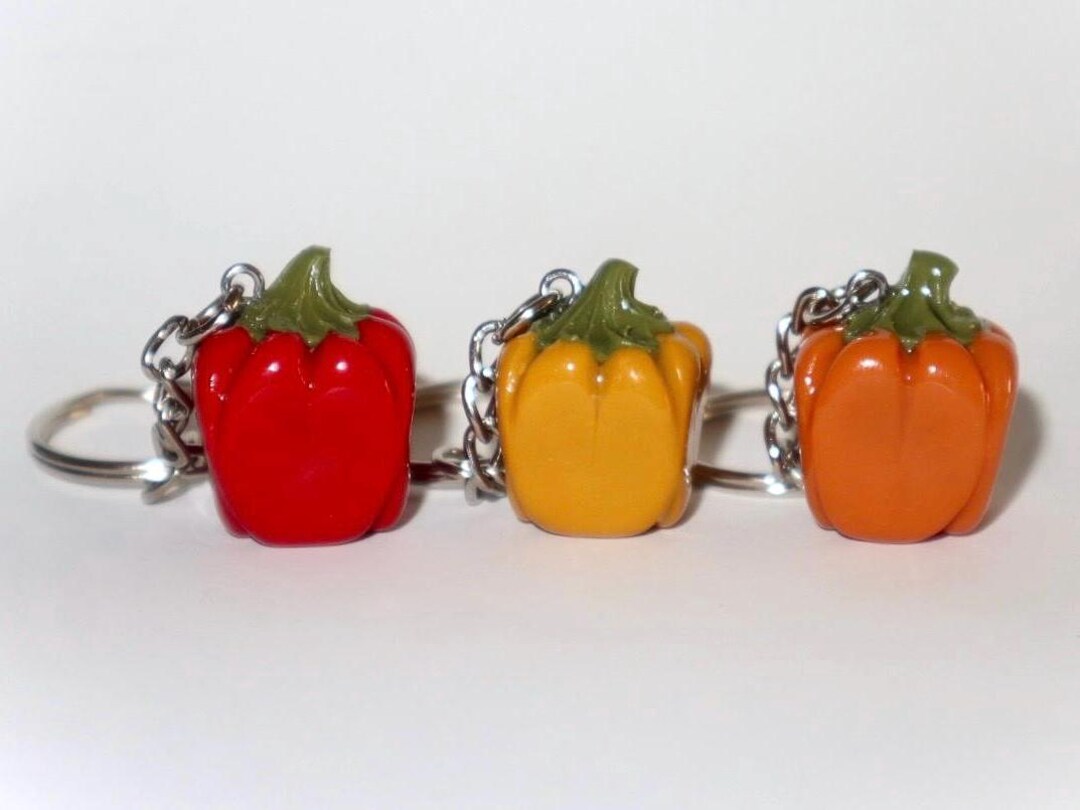 Bell Pepper Keychain, Handmade Polymer Clay Keychains, Cute Bag Charm ...