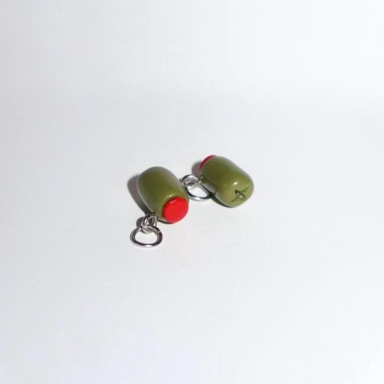 Olive Food Charm, Handmade Clay Olive Charms, Green Olive Bead, Stuffed ...