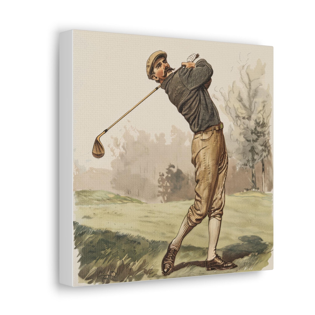 Old School Golfer Canvas Print Vintage Golf Art, Classic Sports Decor ...