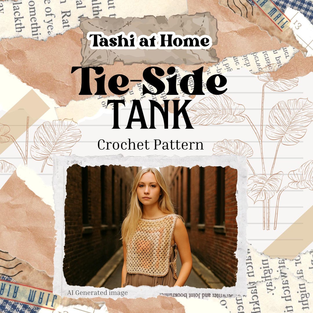 Tie-side Tank Crochet PDF PATTERN // Tashi at Home Crochet Tutorial ...