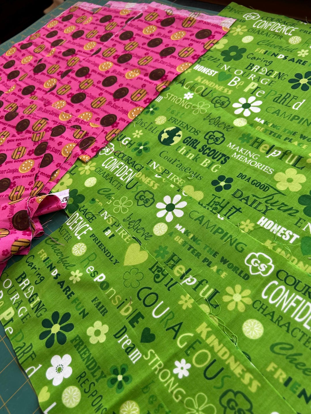 Girl Scout Fabrics Out of Print Girl Scout Pink Greenfabric - Etsy