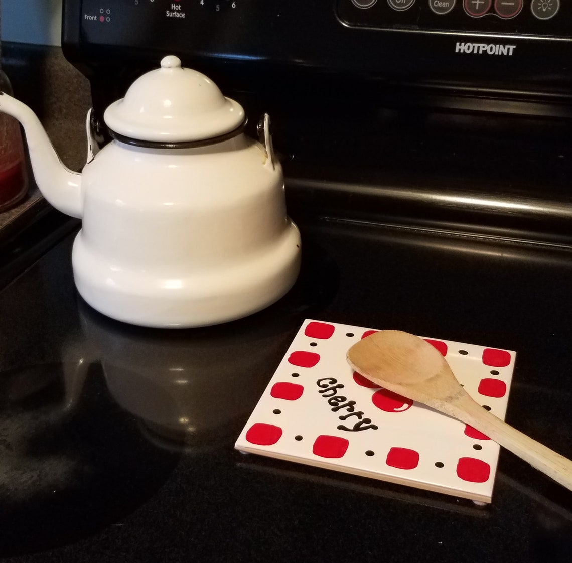 Hand Painted Red Cherry Ceramic Tile Trivet Country Kitchen - Etsy
