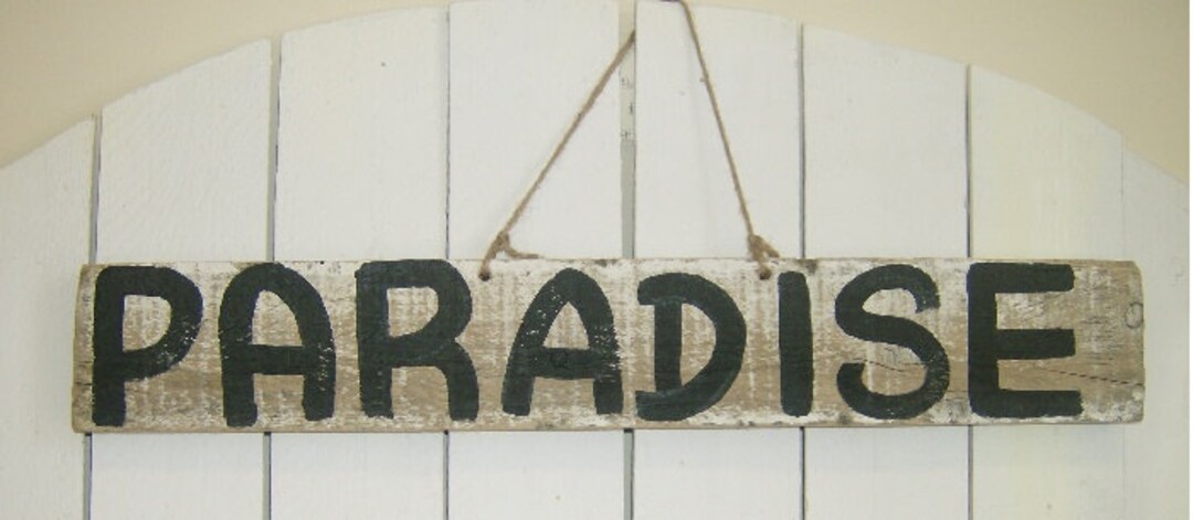 Distressed PARADISE Beach Wood Sign Indoor Outdoor Rustic - Etsy