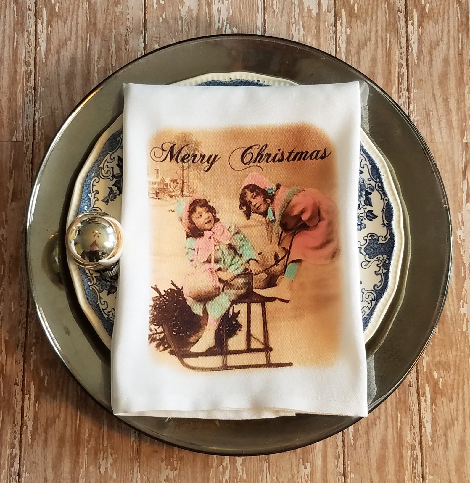 Beautiful Vintage Victorian Cloth Christmas Napkin Set, 4 Fancy Shabby ...
