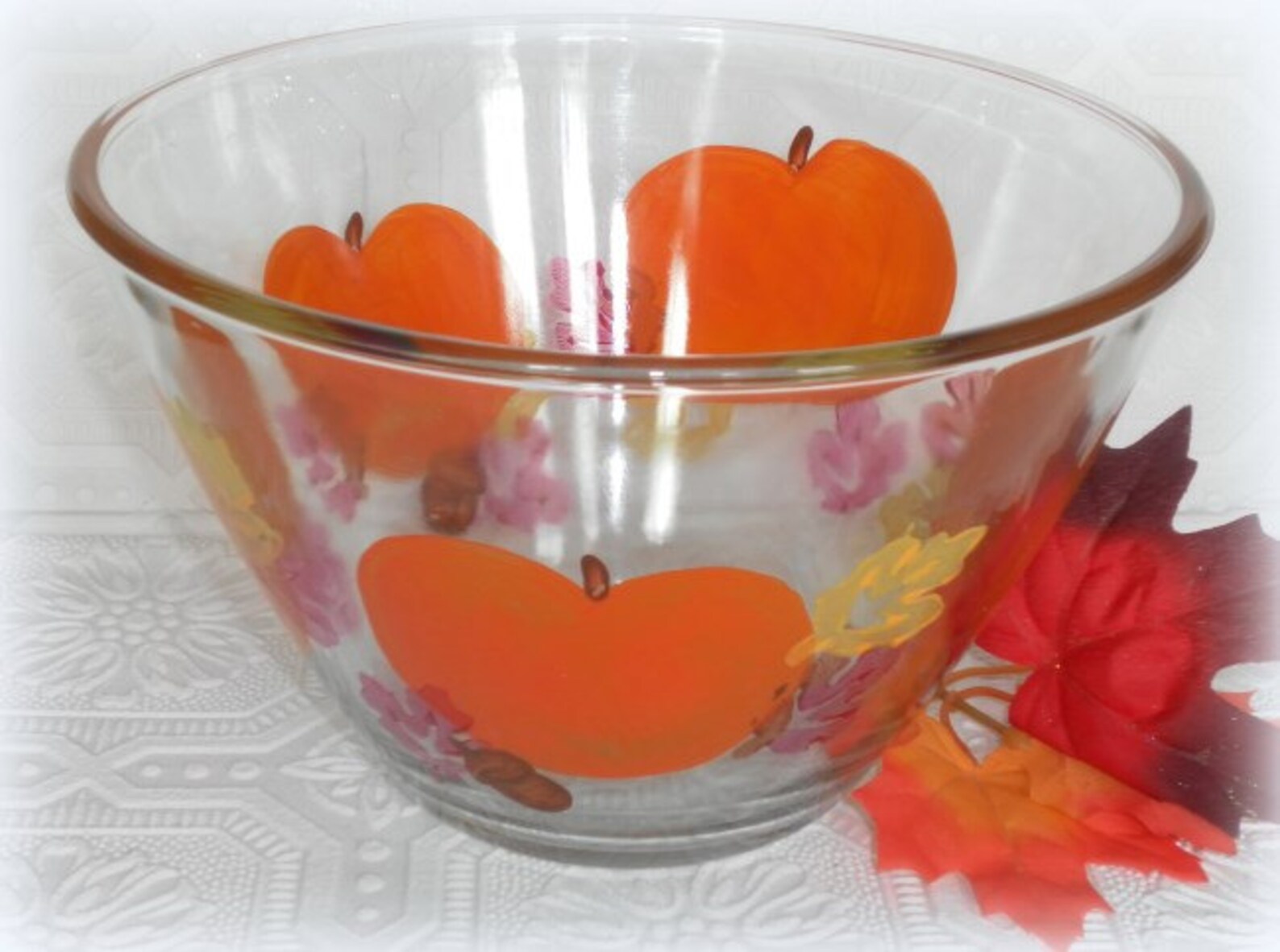 Hand Painted Fall, Autumn Inspired Thanksgiving Pumpkin Glass Serving ...