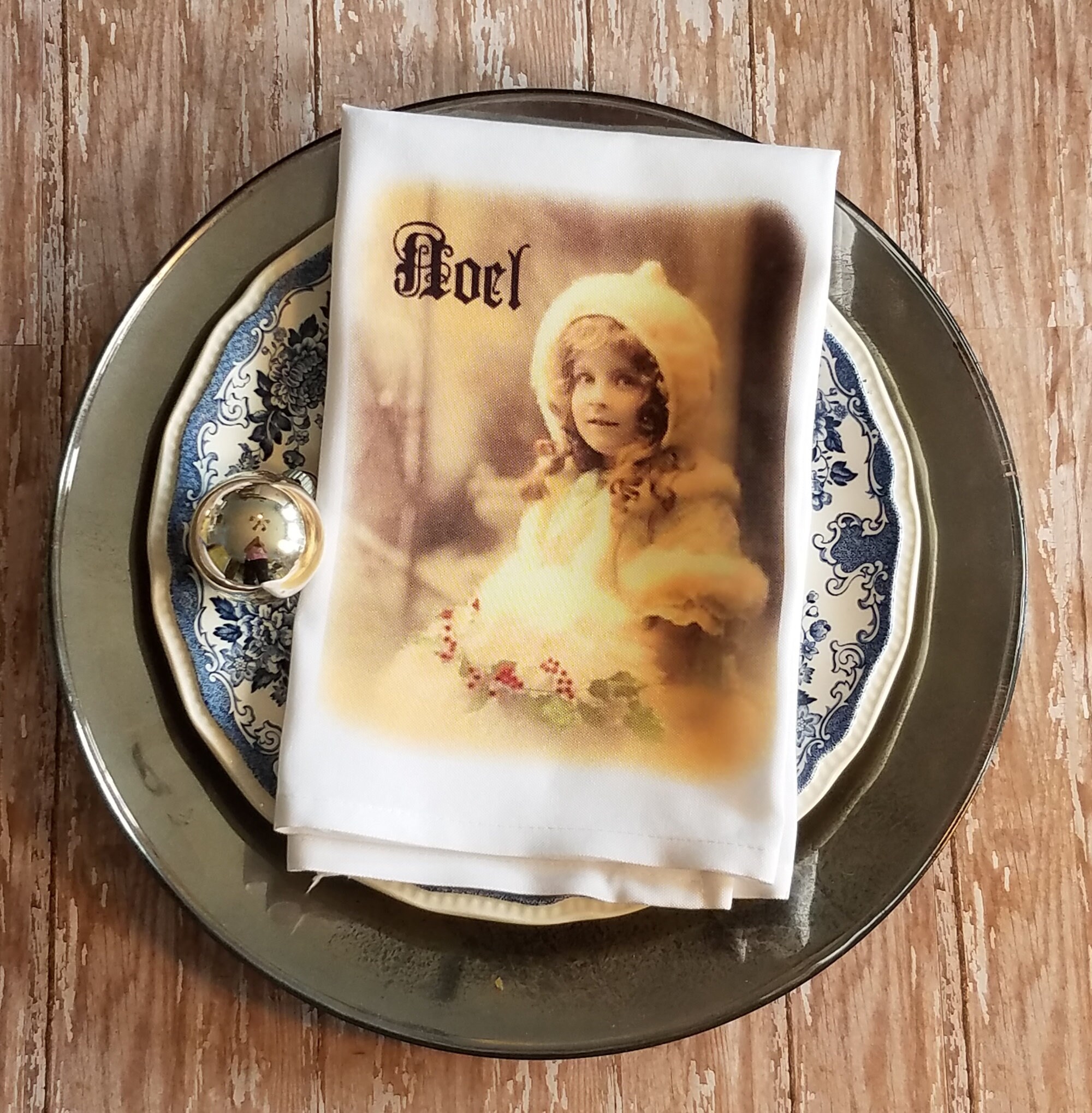 Beautiful Vintage Victorian Cloth Christmas Napkin Set, 4 Fancy Shabby ...