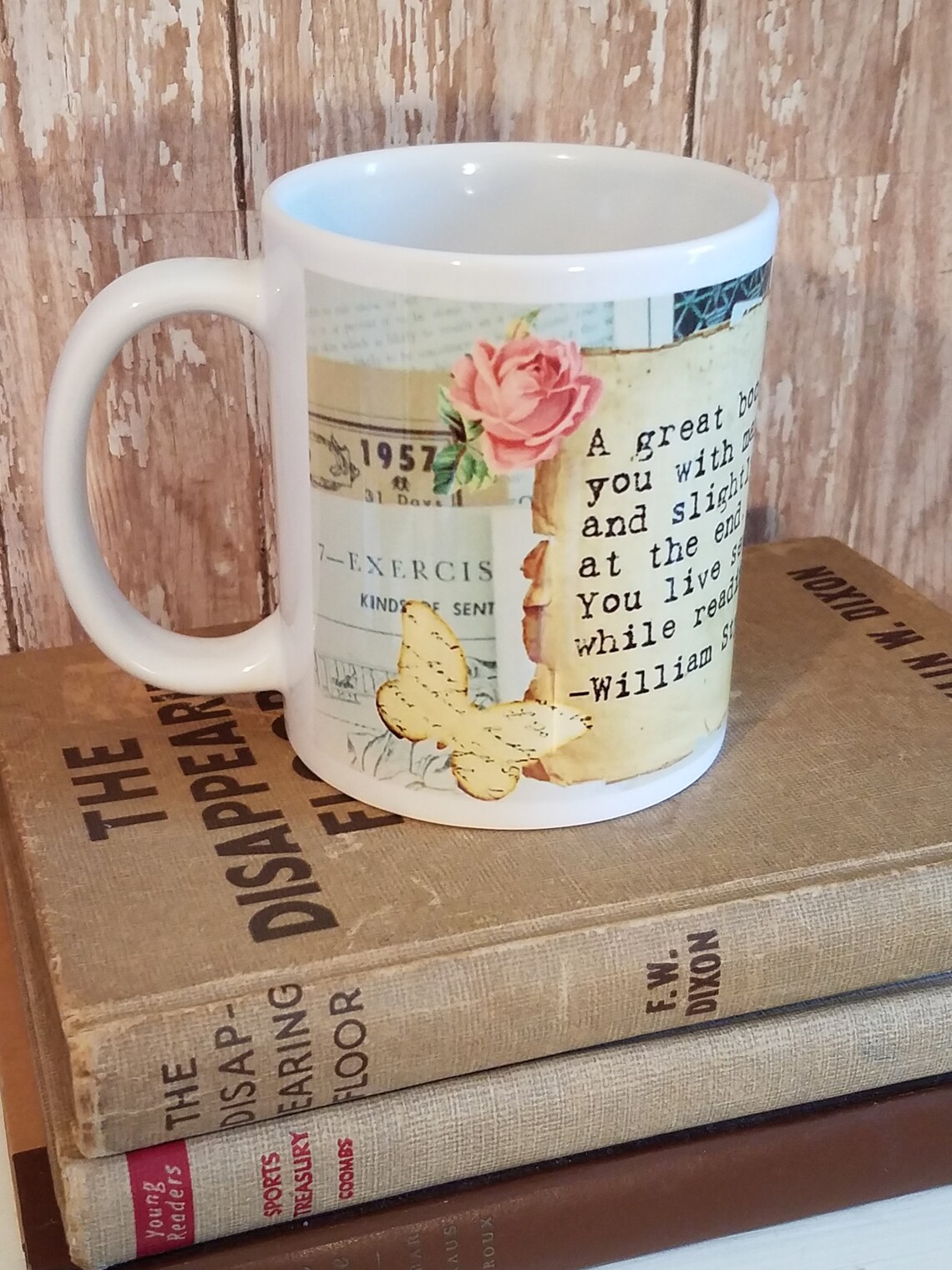 Personalized Vintage Inspired Book Lover’s Coffee Mug Cup, Book Lover ...