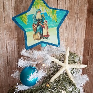 Vintage Inspired Beachy Coastal Christmas Tree Topper, Turquoise ...
