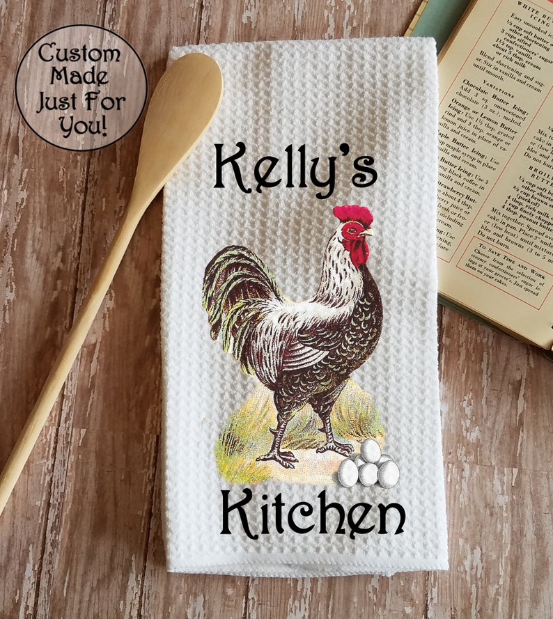 Personalized Country Rooster Kitchen Towel Dish Cloth and Pot - Etsy