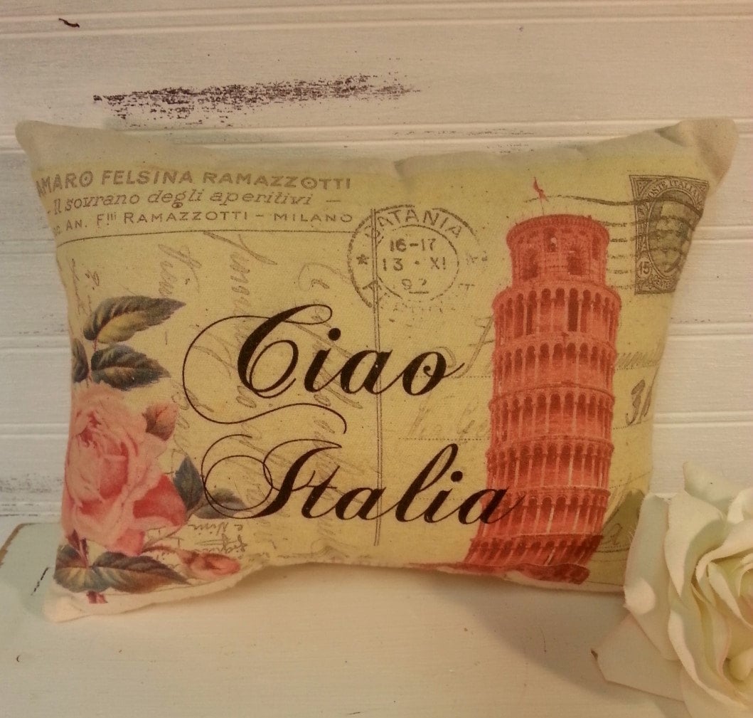 Vintage Inspired Italy Postcard Pillow Italian Themed Decor - Etsy