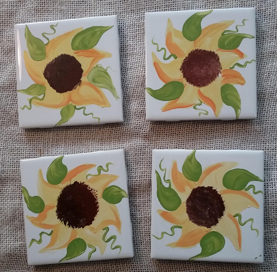 Sunflower Coaster Set, Summer Decor, Farmhouse Country Decor, Wedding ...