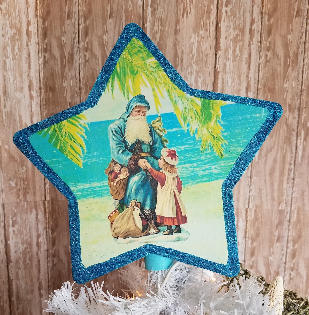Vintage Inspired Beachy Coastal Christmas Tree Topper, Turquoise ...