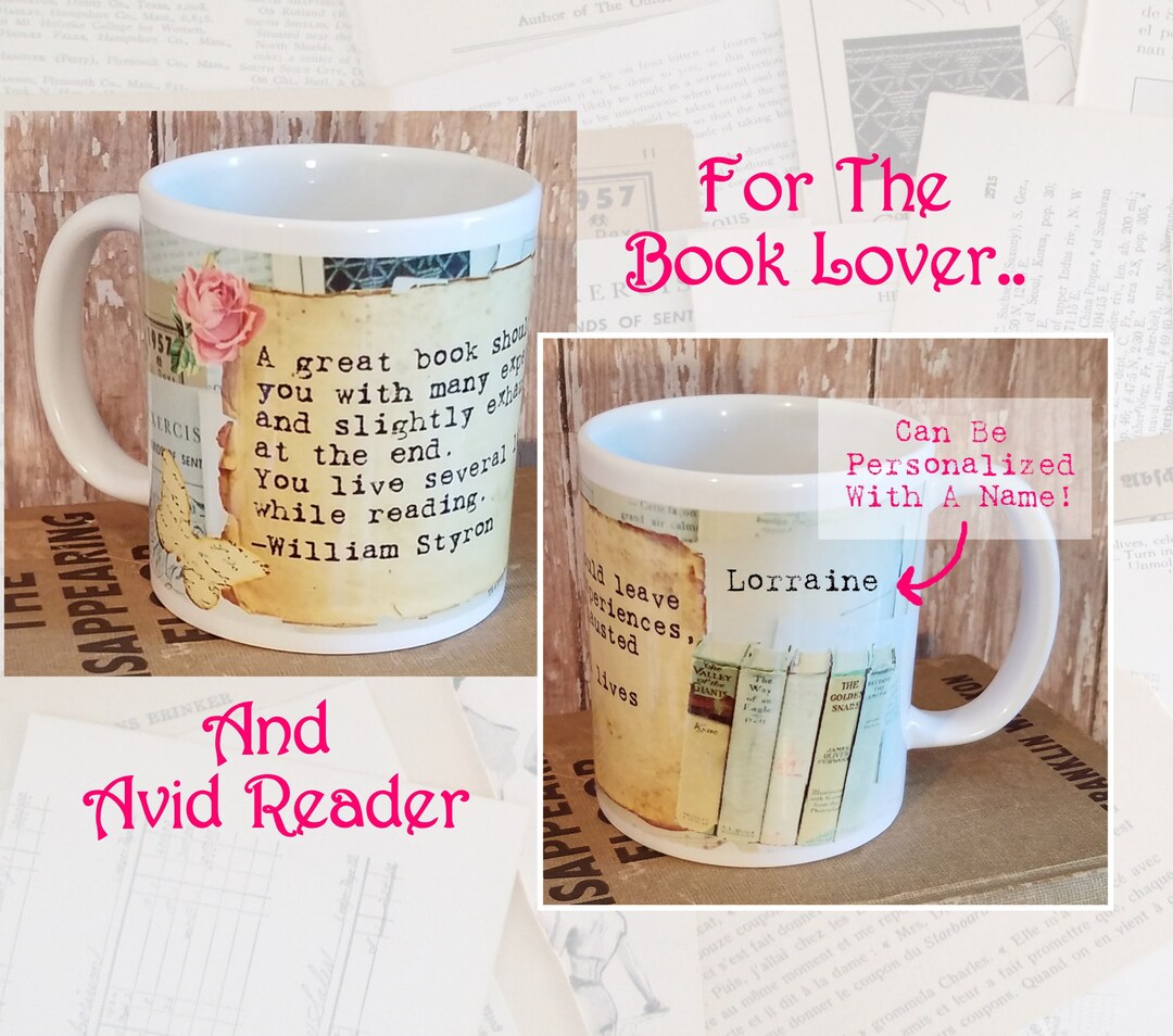 Personalized Vintage Inspired Book Lover’s Coffee Mug Cup, Book Lover ...