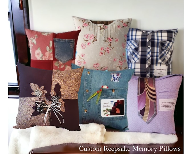Keepsake Memory Pillow Made From Loved One's Clothing, Custom Memorial ...