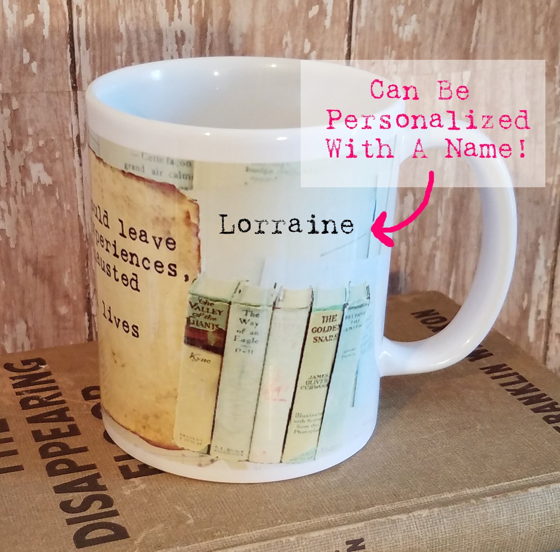 Personalized Vintage Inspired Book Lovers Coffee Mug Cup | Etsy