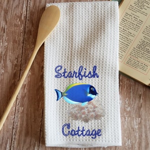 Personalized Tropical Fish and Coral Beach House Kitchen Dish Towel and ...