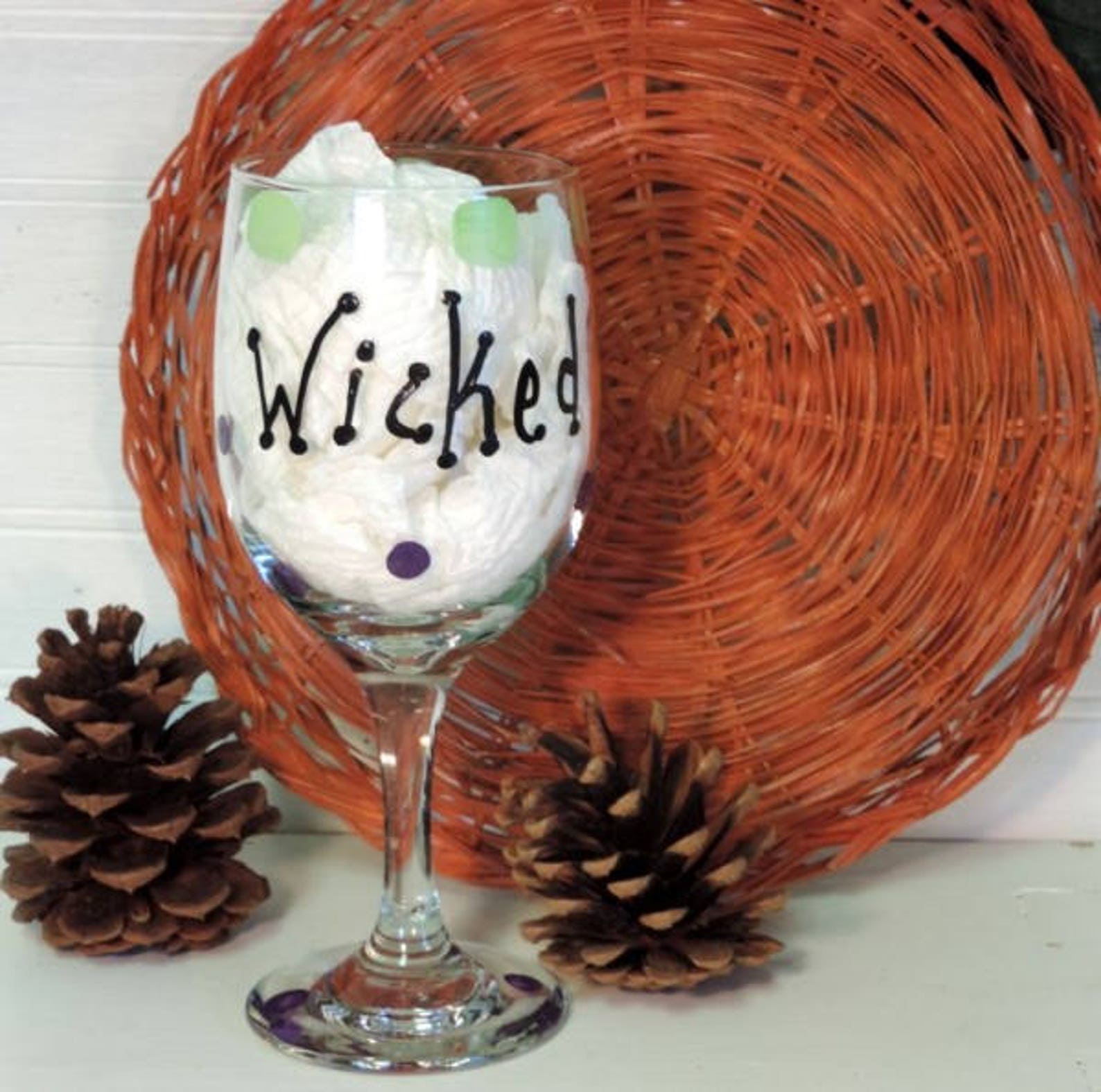 Personalized Hand Painted Wicked Witch Halloween Wine Glass, Halloween ...