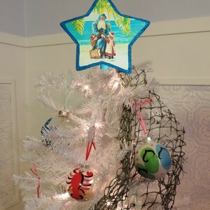 Vintage Inspired Beachy Coastal Christmas Tree Topper, Turquoise ...