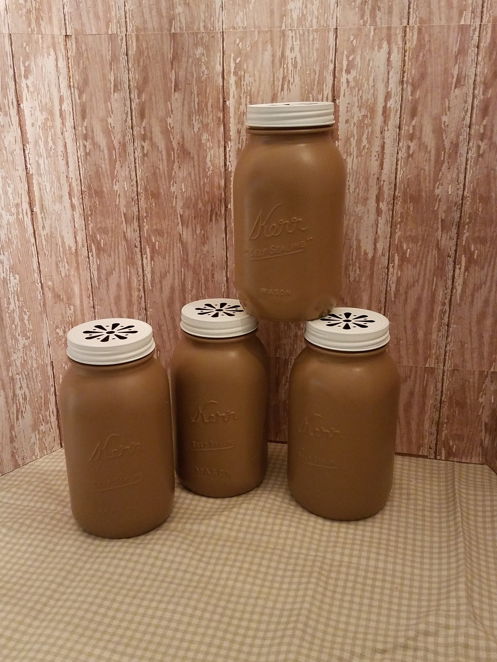 French Country Farmhouse Mason Jar Caddy W/ Distressed Painted - Etsy