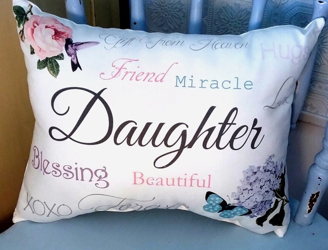 Inspirational Daughter Gift Throw Pillow With Rose, Butterfly and ...