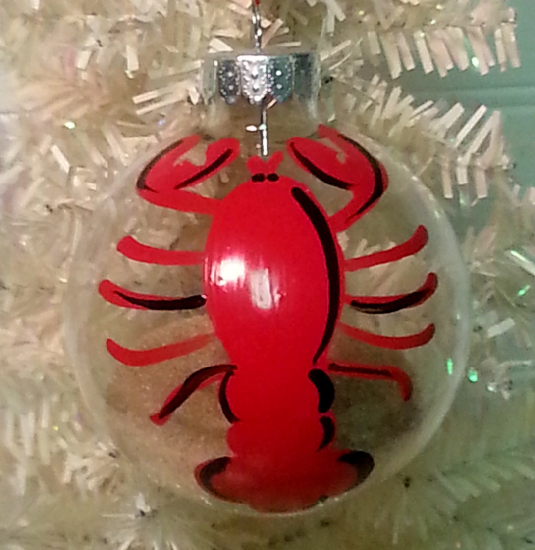 Hand Painted Lobster Christmas Tree Ornament, Free Personalization ...