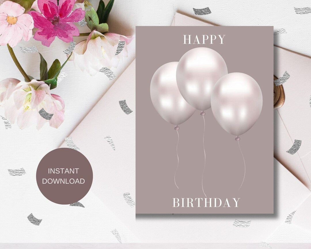 Balloon Birthday Card- Happy Birthday Card- Printable Birthday Card ...