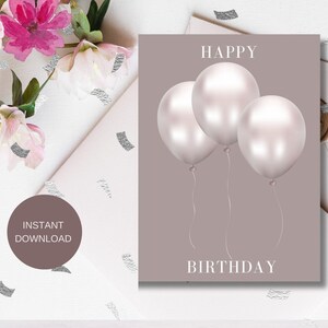 Balloon Birthday Card- Happy Birthday Card- Printable Birthday Card ...