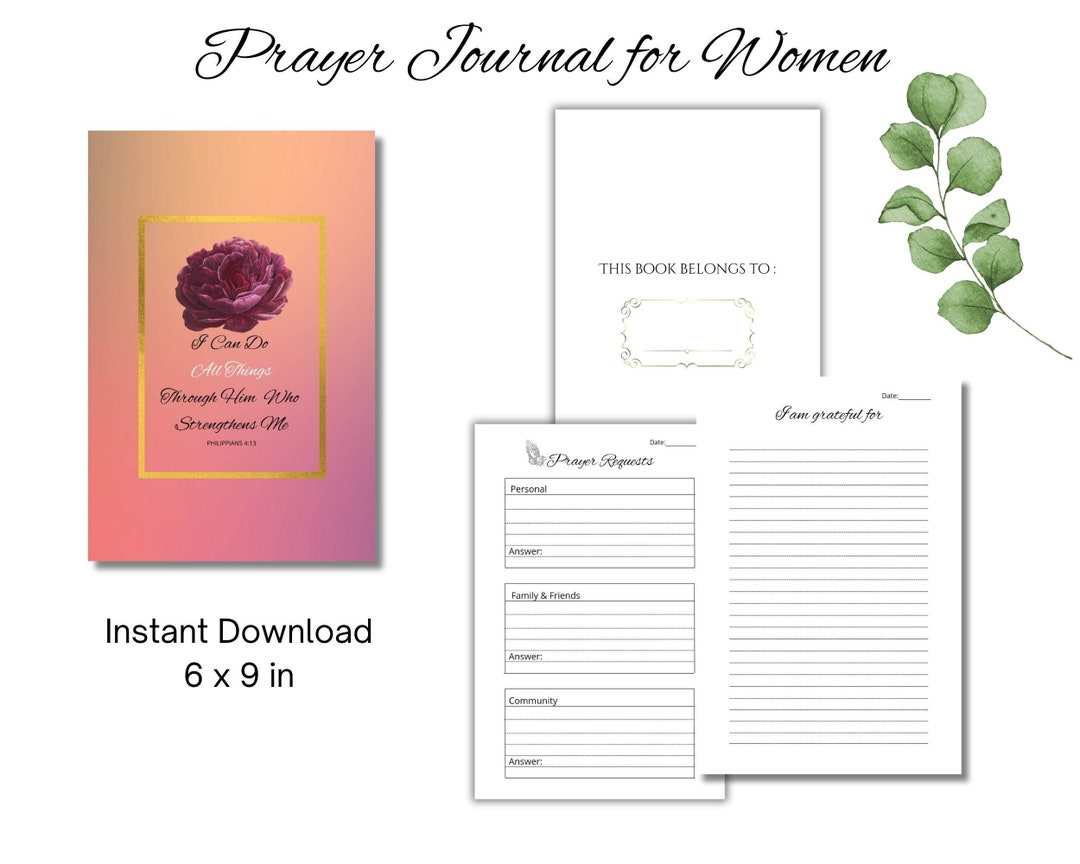 Printable Gratitude and Prayer Journal for Women, Prayer Journal for ...