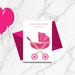 Pink Stroller Baby Card: Printable Congratulations Card (PDF) - Etsy