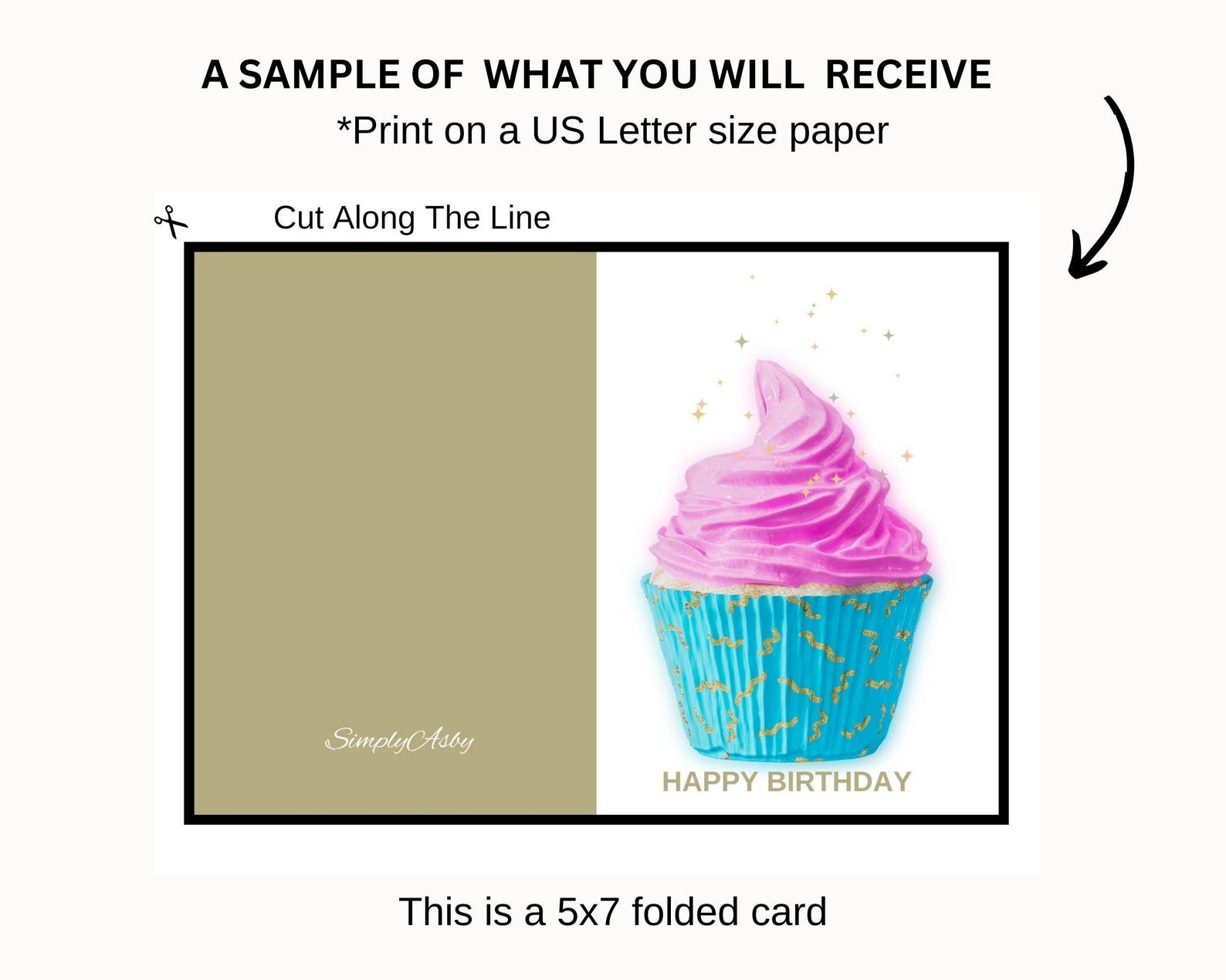 Cupcake Birthday Card Happy Birthday Card Printable Birthday Card for ...