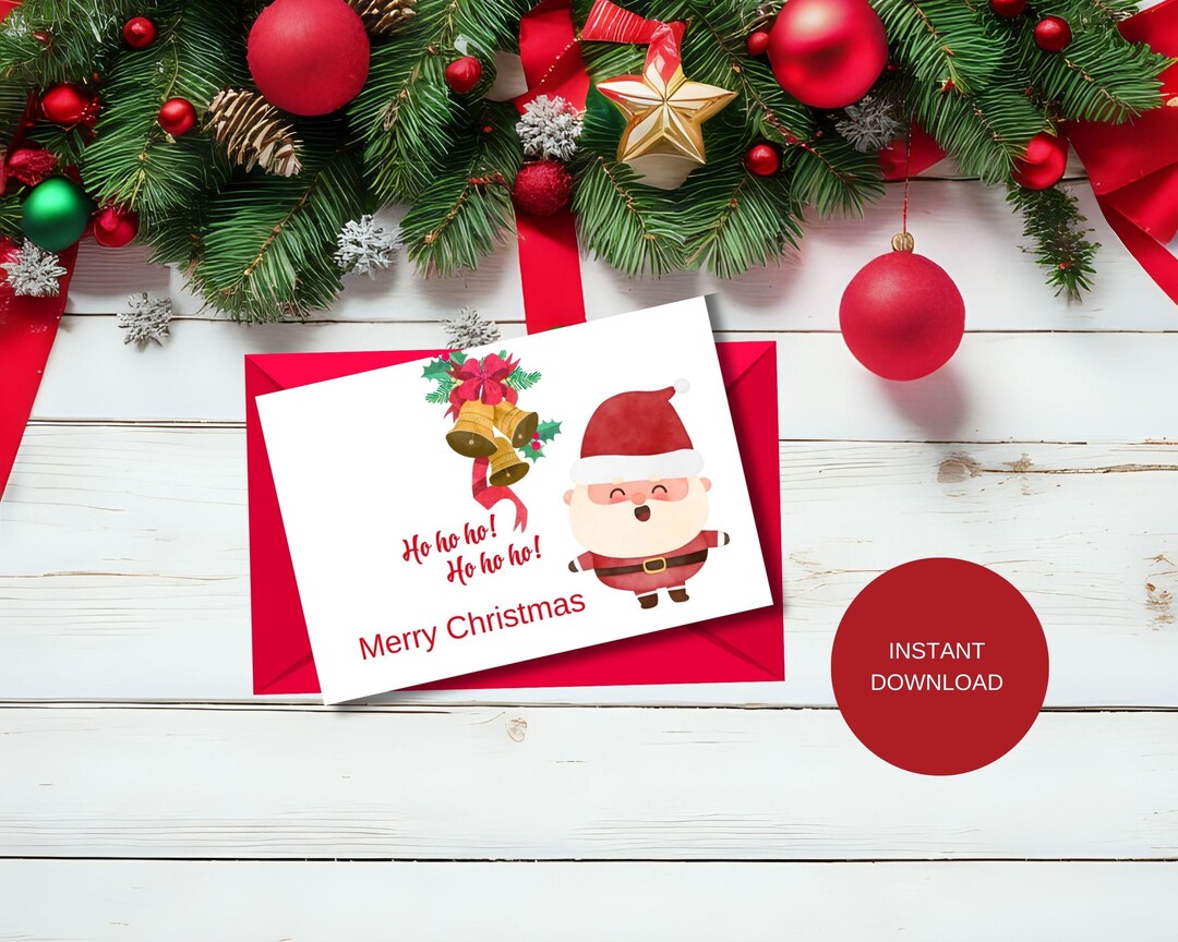 Printable Santa Clause Christmas Card Merry Christmas Greeting Card ...