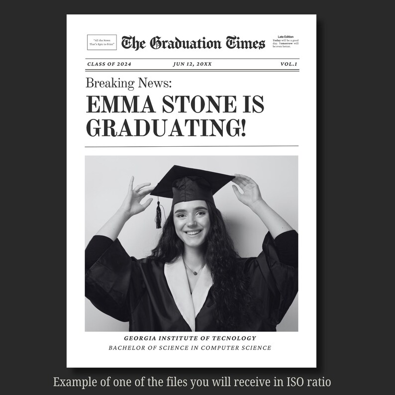 Custom Graduation Print | Newspaper Graduating Gift | Custom Graduation ...