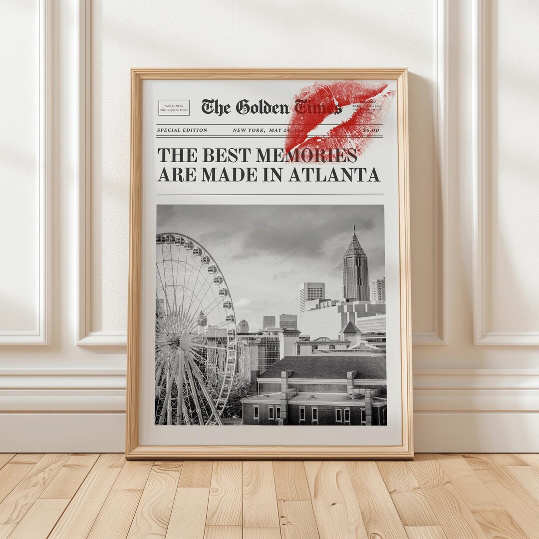 Atlanta Wall Art Print Atlanta Poster Y2K Newspaper ATL Poster Georgia ...